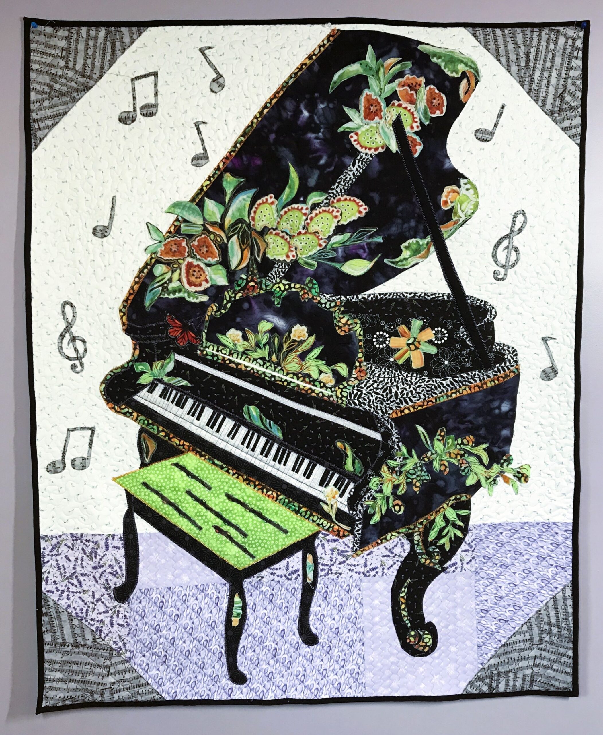 Grand Piano Collage Wall Hanging - Handmade Art Quilts
